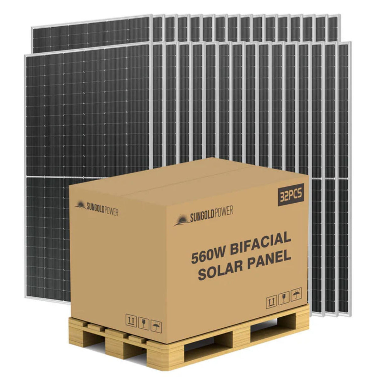 SunGold Power 560 Watt Bifacial PERC Solar Panels | 32 Panels ...