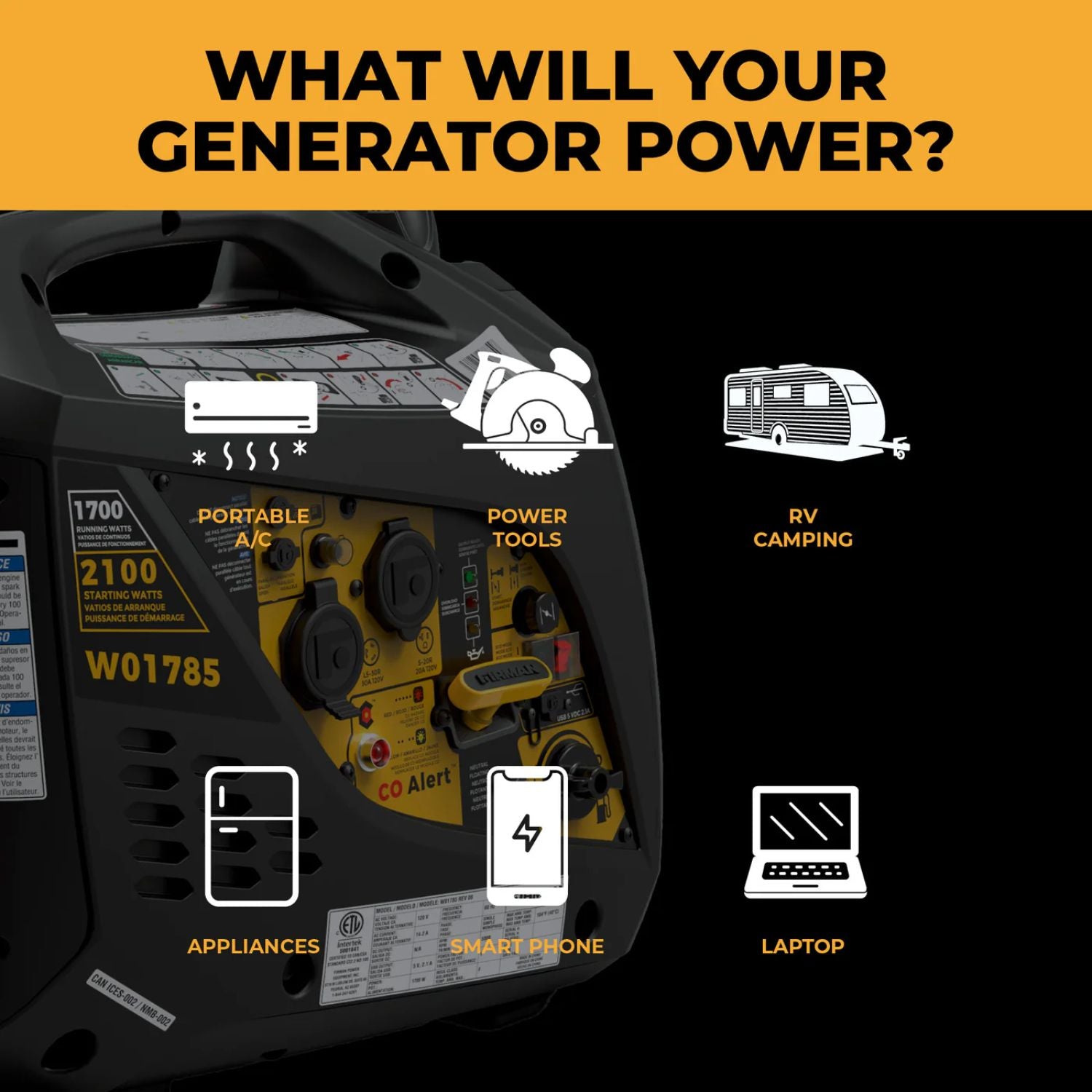 Firman W01785 Gasoline 1700W/2100W Inverter Portable Generator | Recoi ...