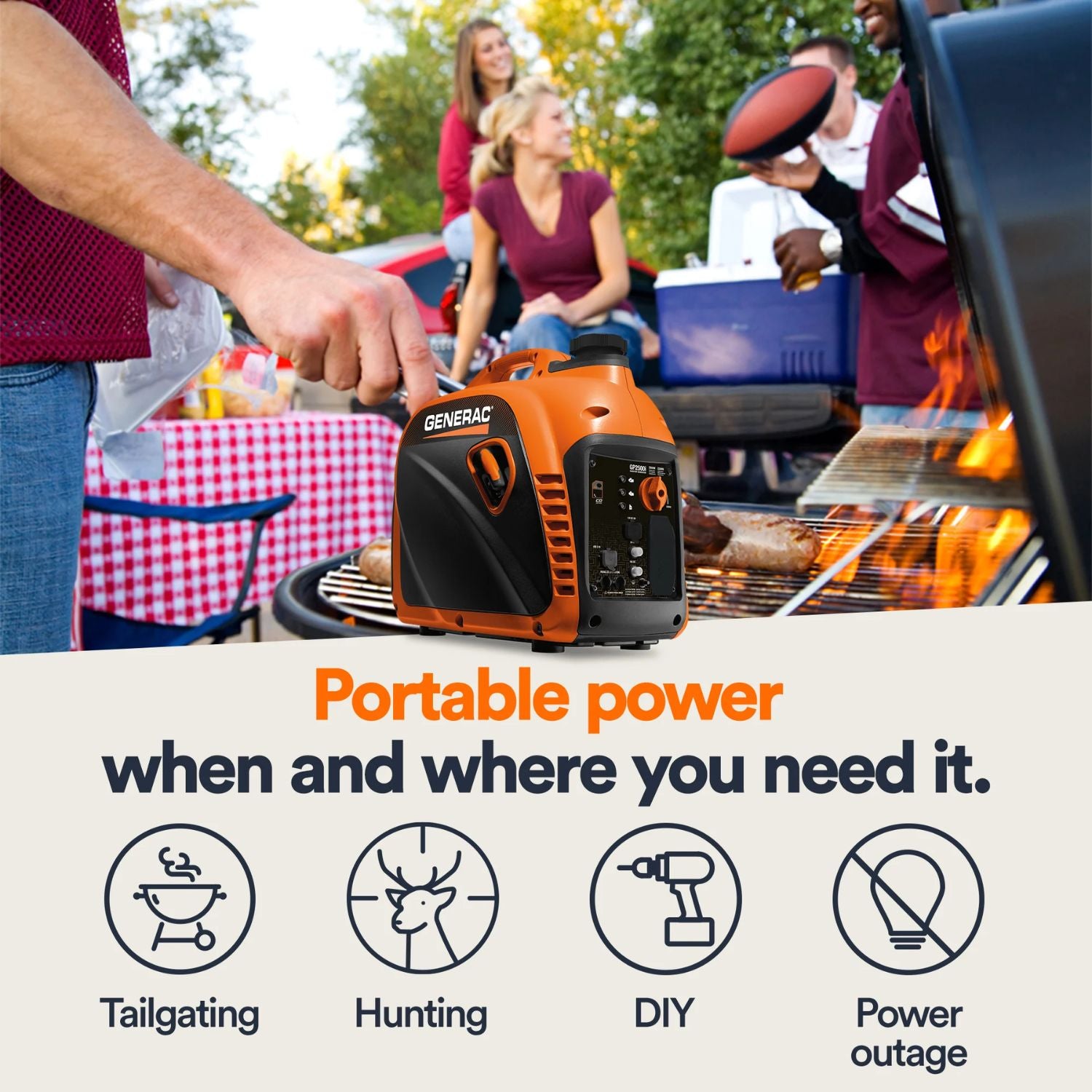 Generac 2500i Gasoline 2200W/2500W Portable Inverter Generator | COsen ...