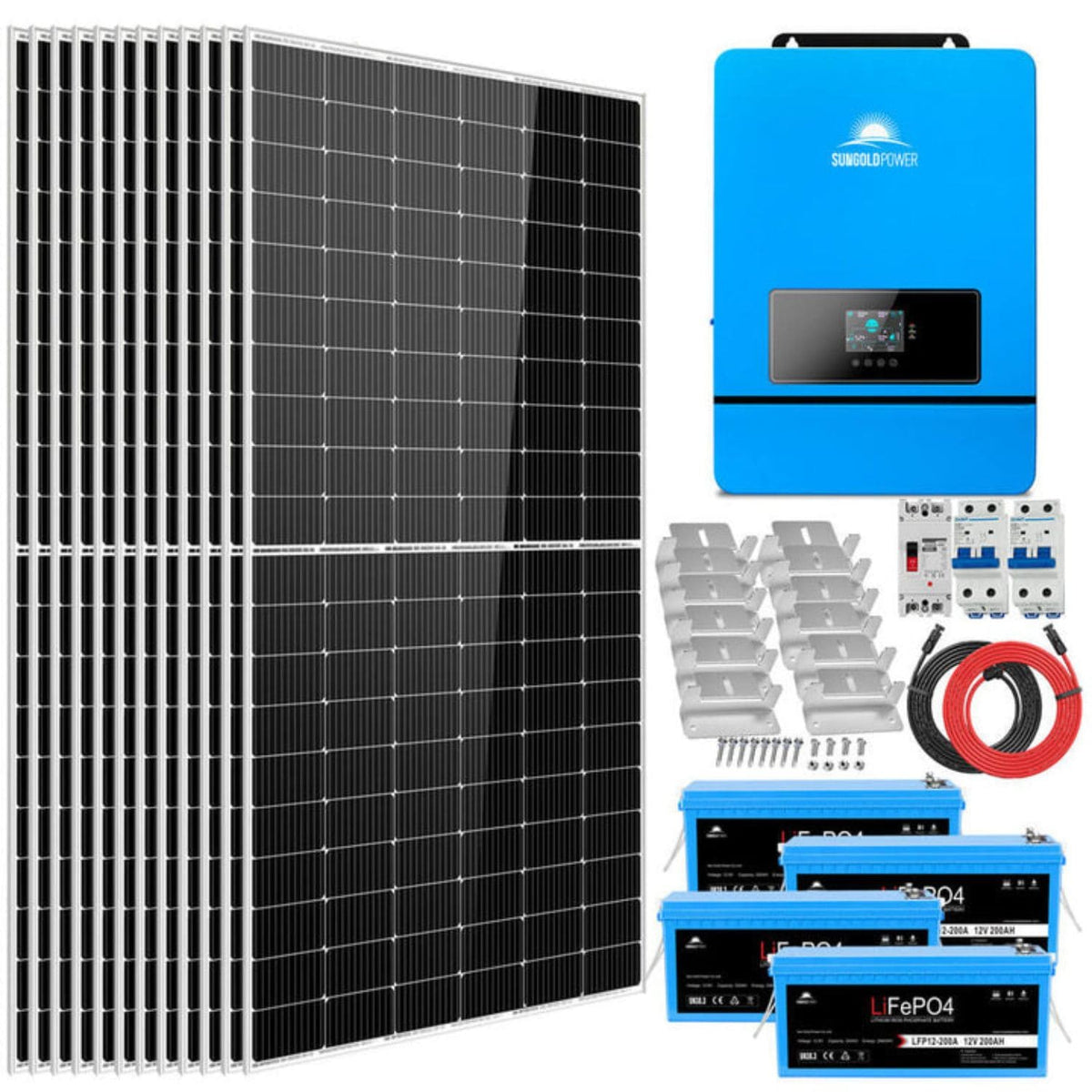 SunGold Power 8kW 48VDC Complete Off-Grid Solar Kit | 3320W Solar ...