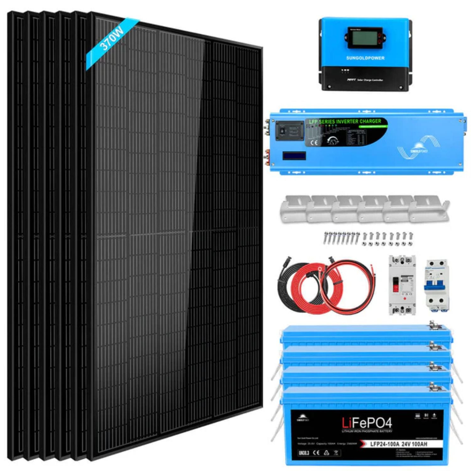 SunGold Power 6kW 24VDC Off-Grid Solar Kit | 2220W Solar | Outbound Power