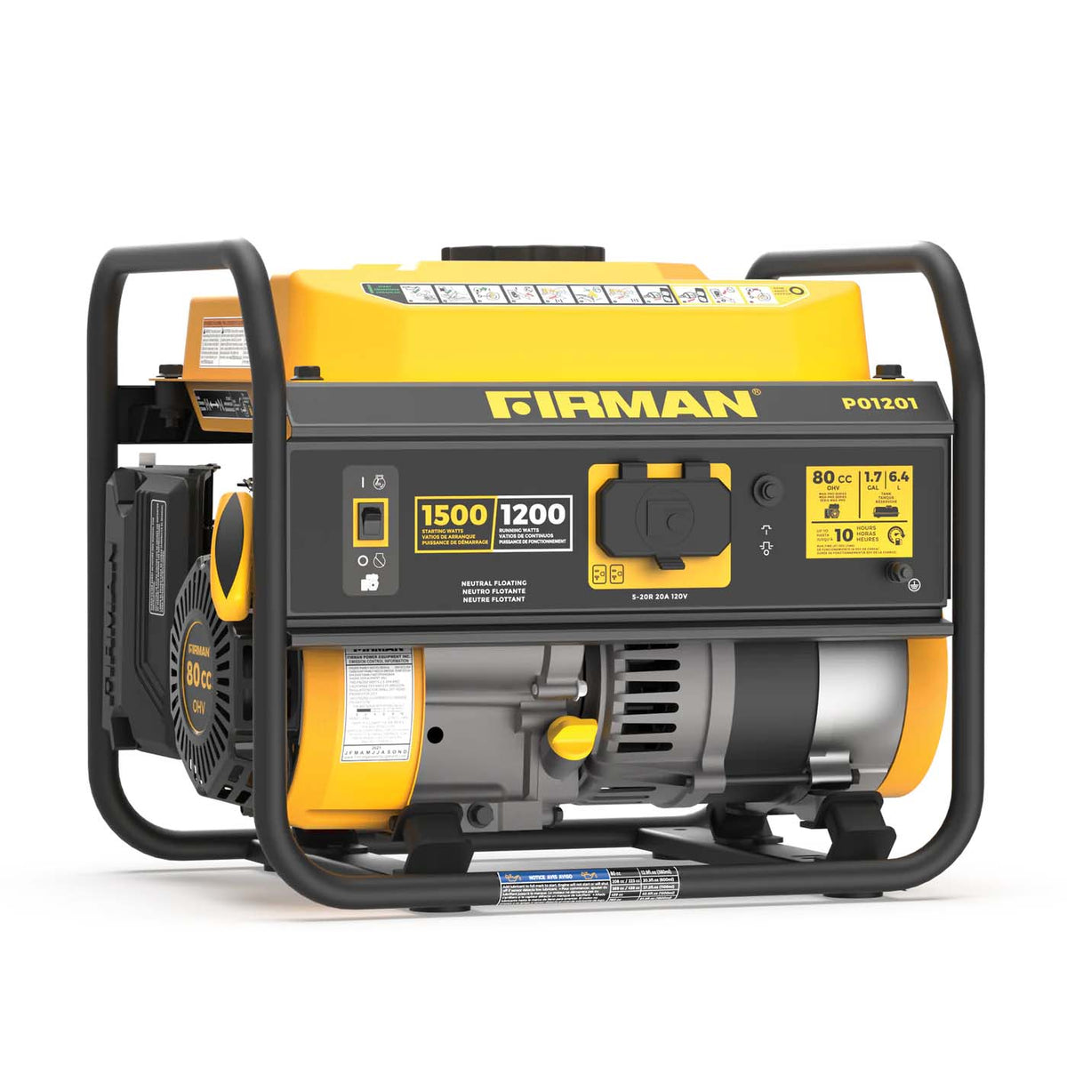 Firman P01201 Gasoline 1200W/1500W Portable Generator | Recoil Start ...