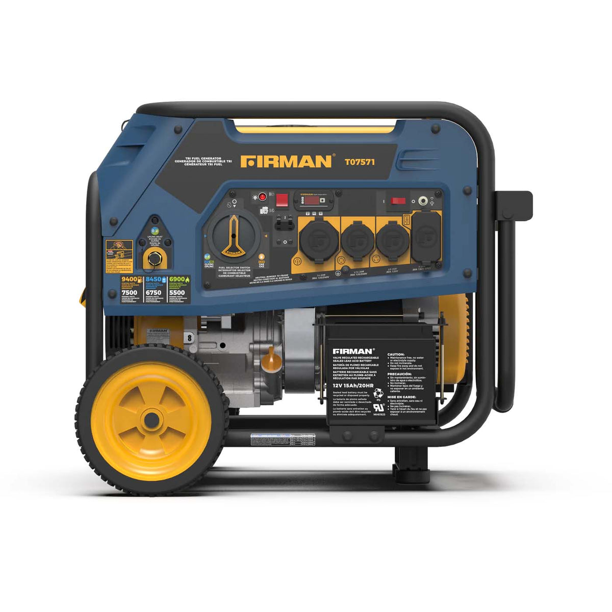 Firman T07571 Tri-Fuel 7500W/9400W Portable Generator | Electric Start ...
