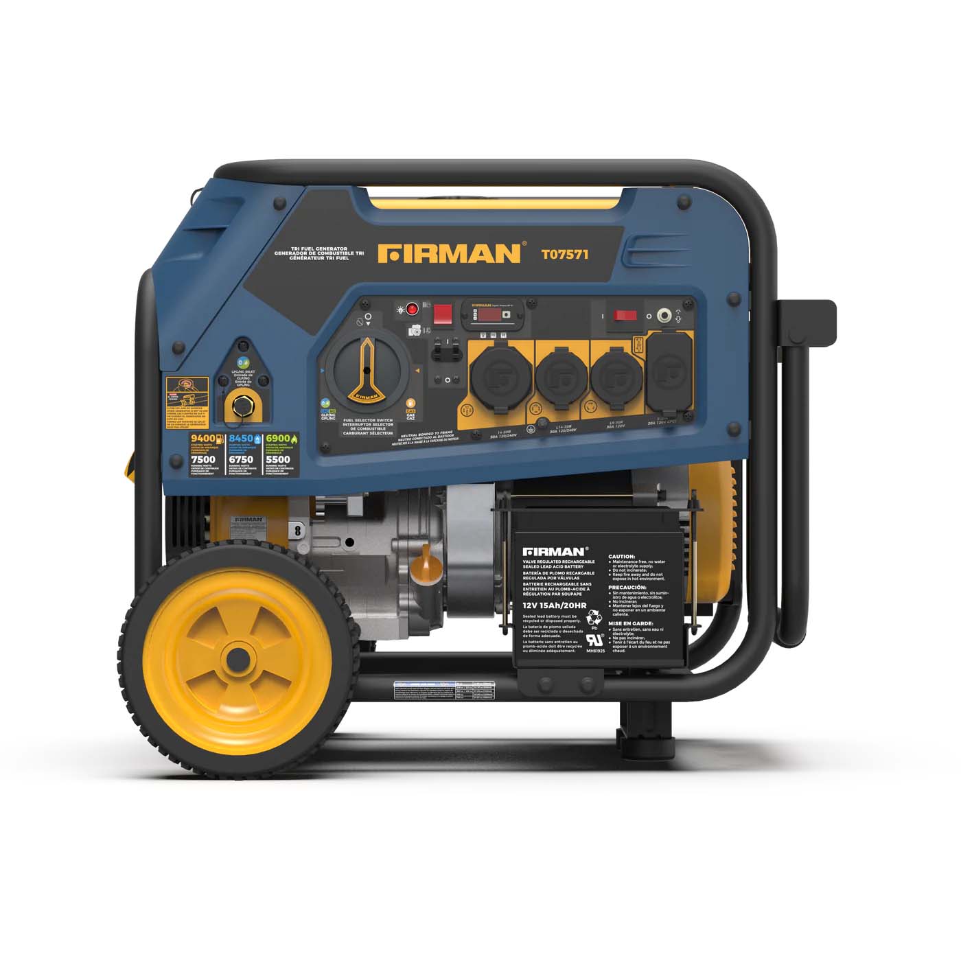 Firman T07571 Tri-Fuel 7500W/9400W Portable Generator | Electric Start ...