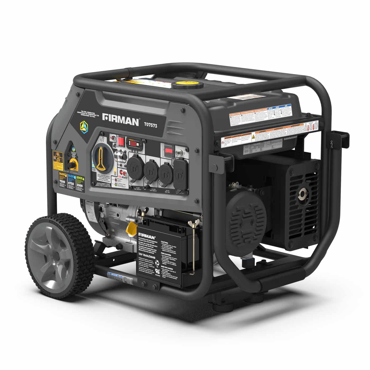 Firman T07573 Tri-Fuel 7500W/9400W Portable Generator | Electric Start ...