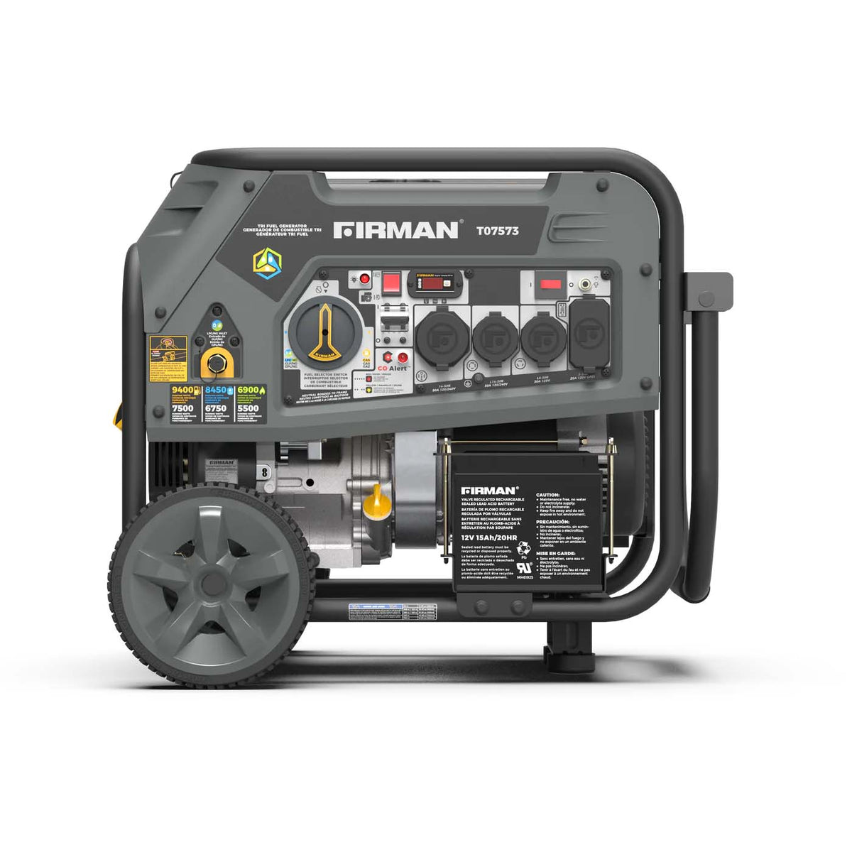 Firman T07573 Tri-Fuel 7500W/9400W Portable Generator | Electric Start ...