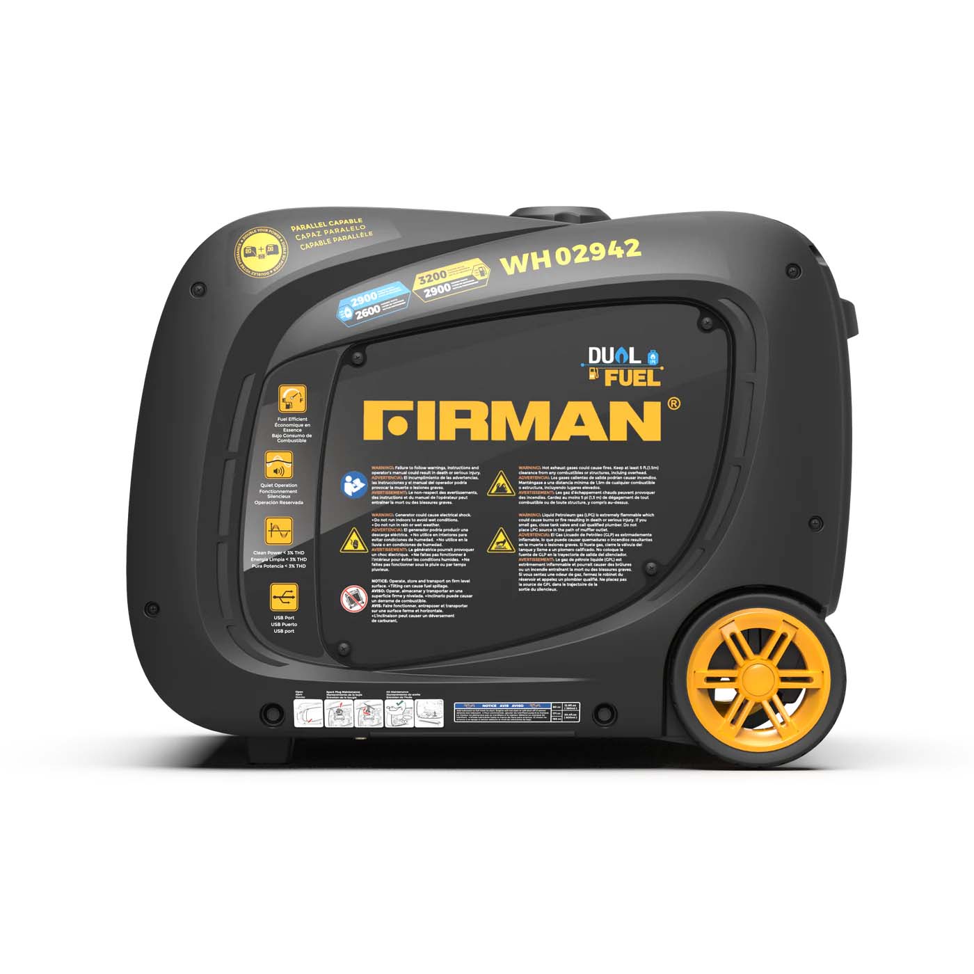 Firman WH02942 Dual Fuel 2900W/3200W Inverter Portable Generator | Ele ...