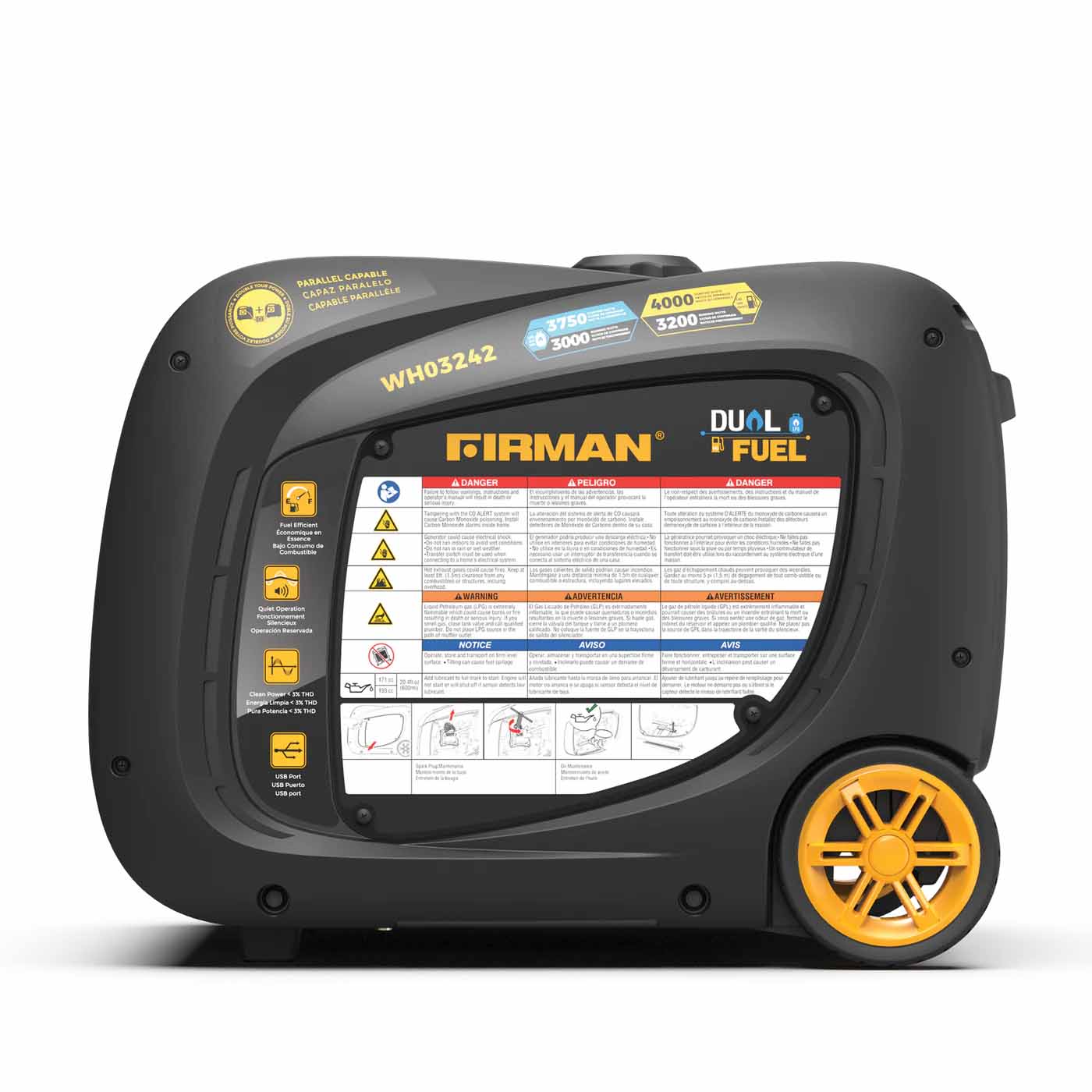 Firman WH03242 Dual Fuel 3200W/4000W Inverter Portable Generator | Ele ...