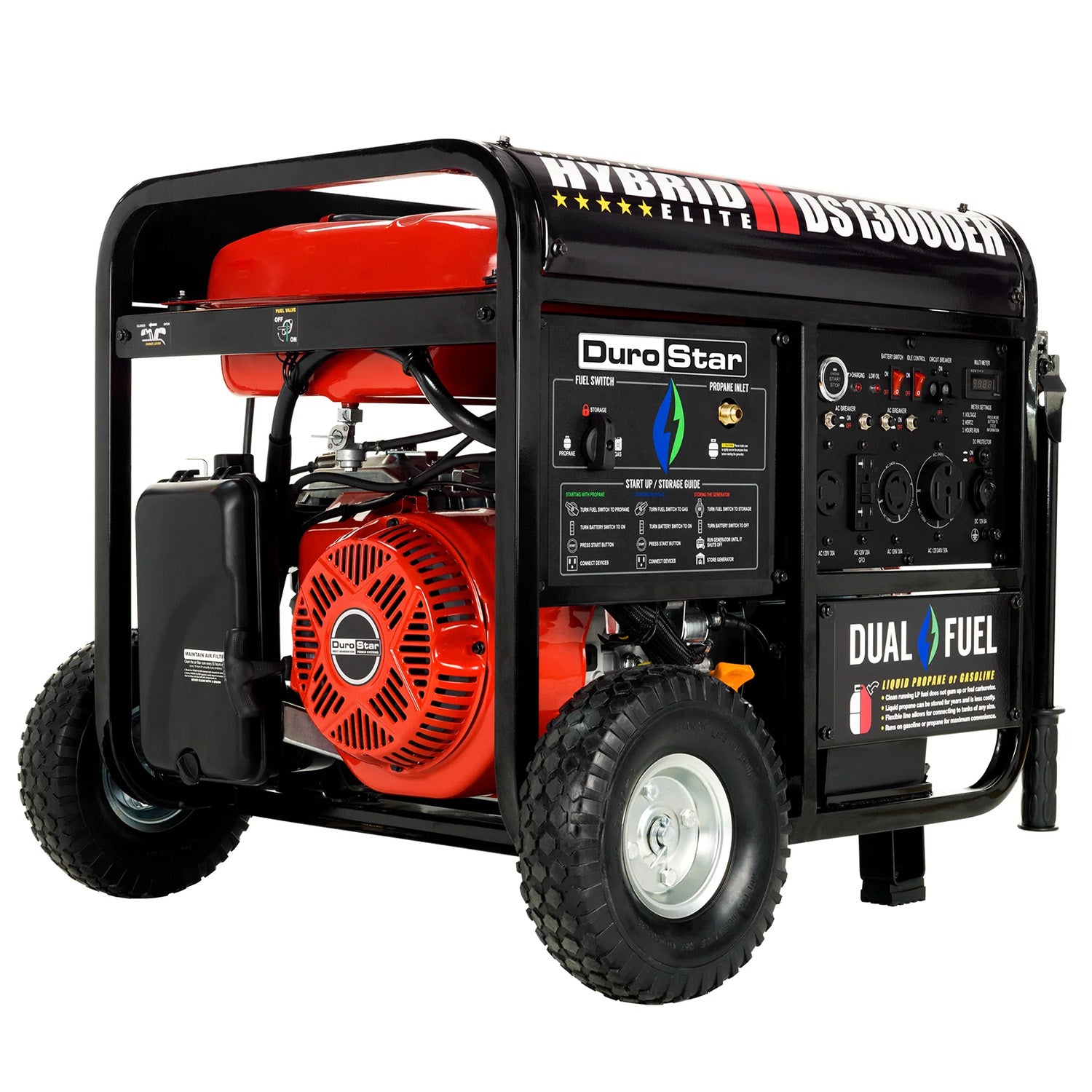 DuroStar DS13000EH Dual Fuel 10500W/13000W Portable Generator ...